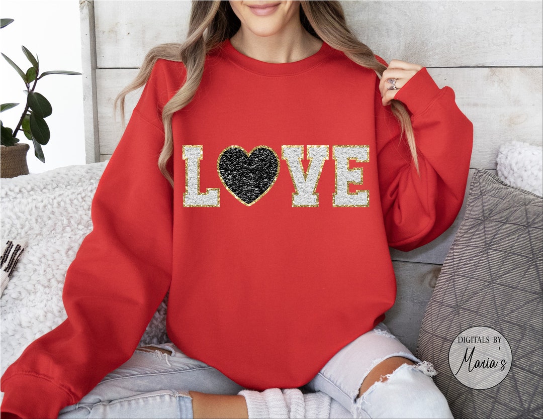 Chenille Love Patch Black PNG Design, Valentines Day Love Chenille - Etsy