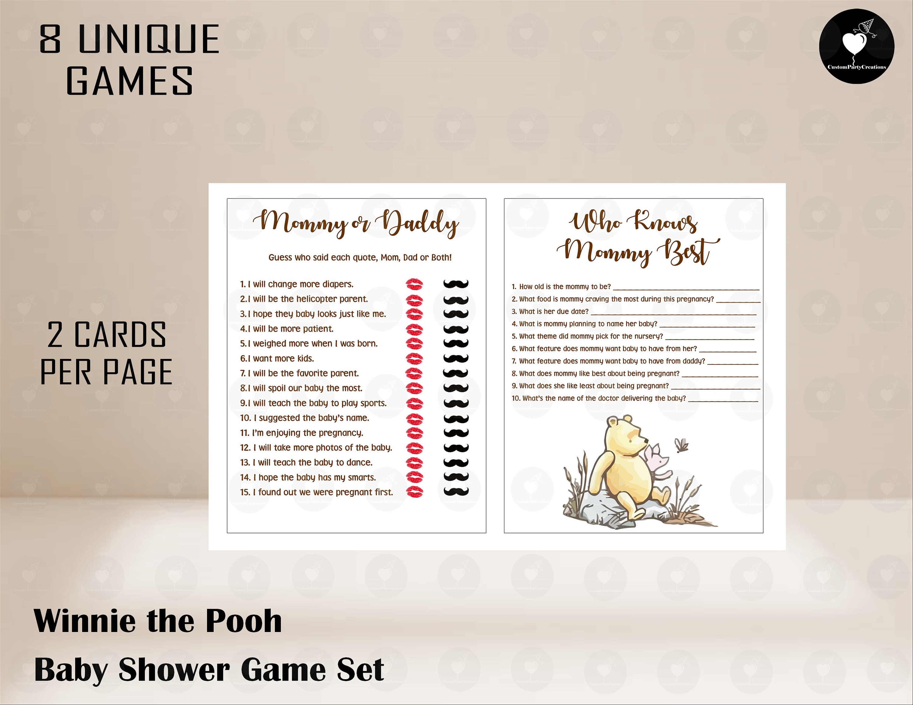 Classic Winnie the Pooh Baby Shower Games White - Etsy