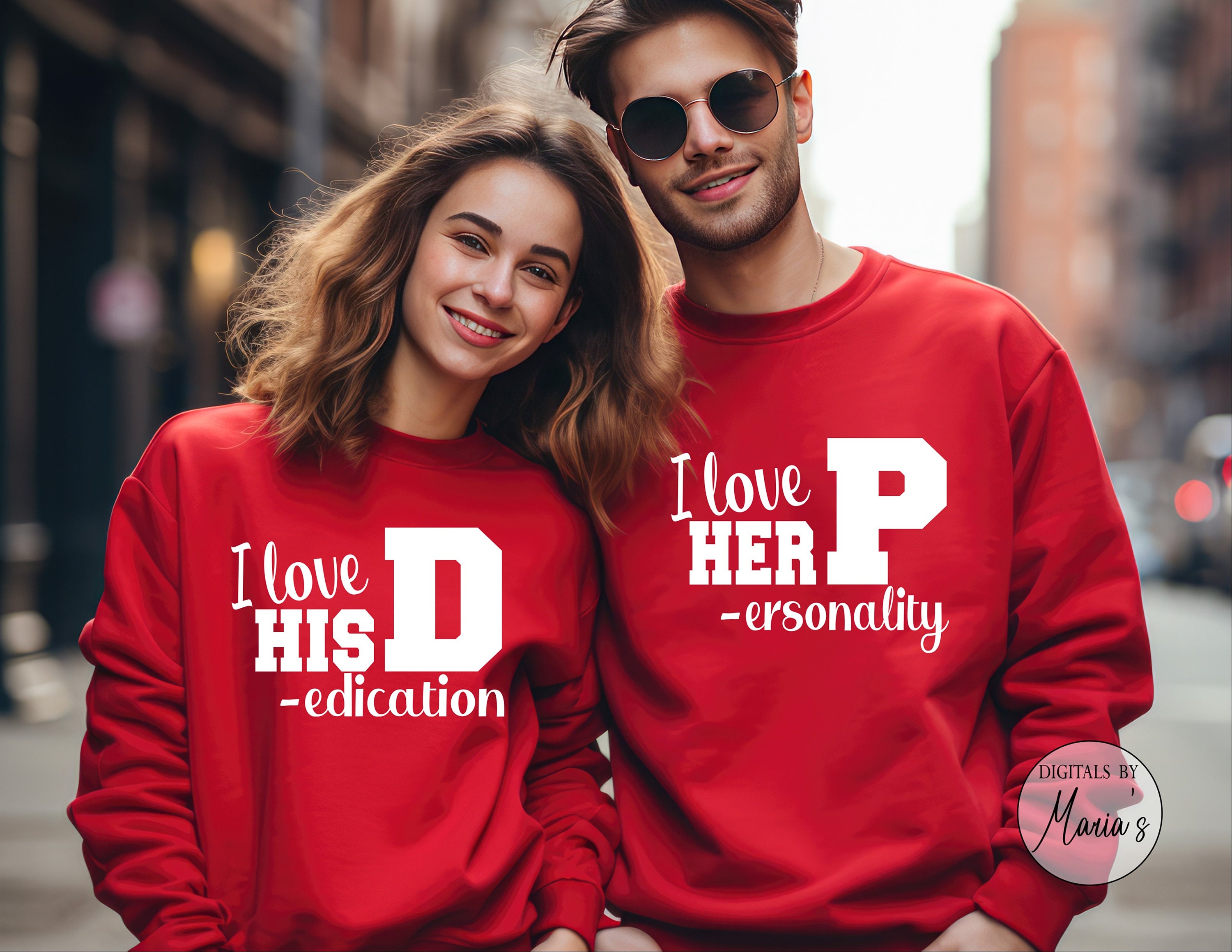 I Love Her Personality, I Love His Dedication, Valentine's Couple Shirt, Hugs and Kisses PNG SVG ...