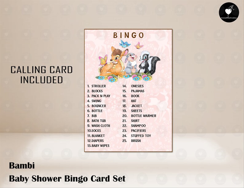 Bambi Baby Shower Bingo Card Set, Pink, Bingo Card Set, Digital File - Etsy