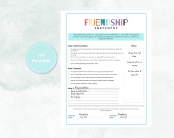 Friendship Agreement Printable, Best Friends Contract, Partnership ...