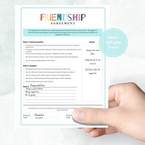 Printable Friendship Agreement, Friendship Contract - Etsy