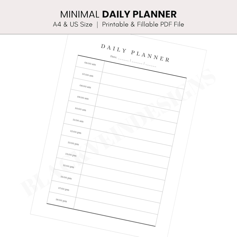 Printable & Fillable Daily Planner, Plan You Day With Ease, A4 and US ...