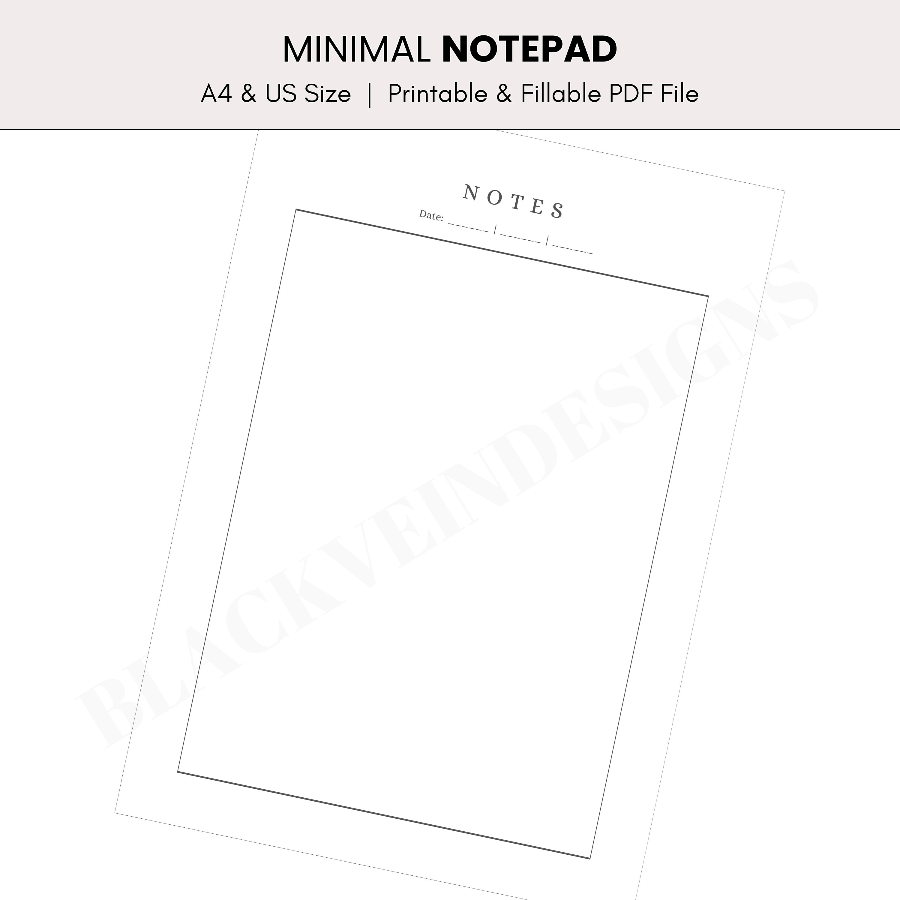 Printable & Fillable Blank Notepad Sheet, Plan You Day With Ease, A4 ...