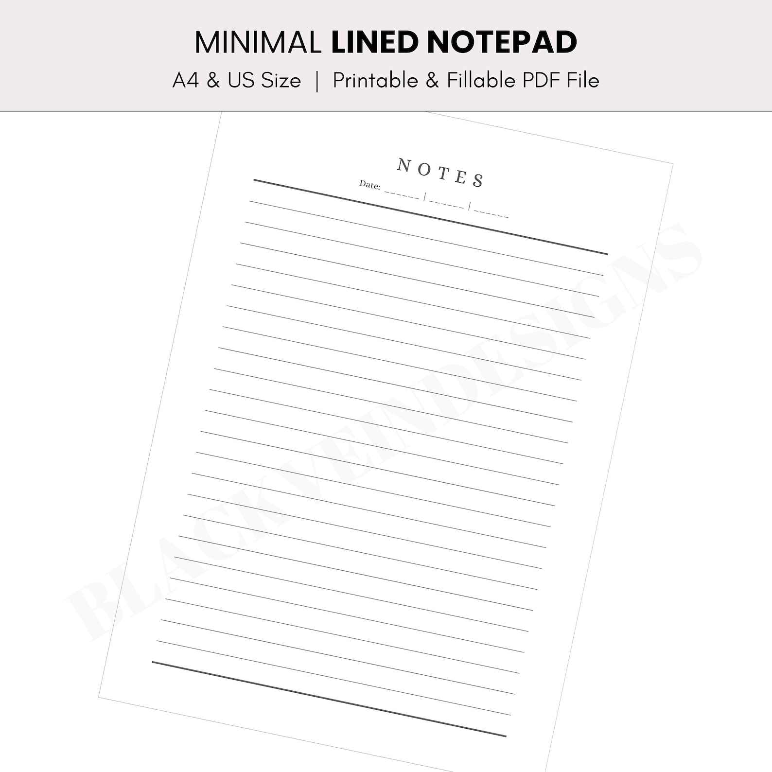 Printable & Fillable Lined Notepad Sheet, Plan You Day With Ease, A4 ...