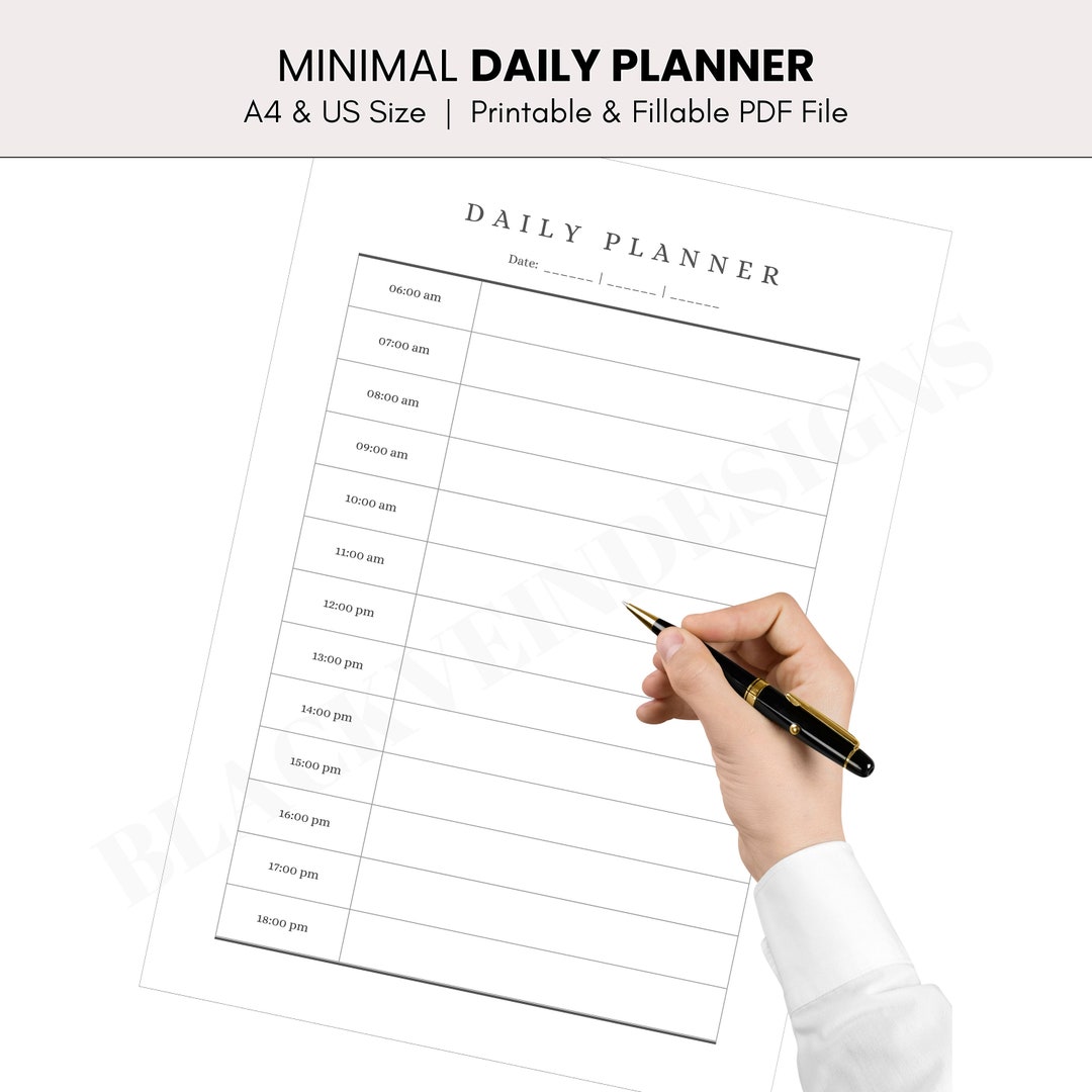 Printable & Fillable Daily Planner, Plan You Day With Ease, A4 and US ...