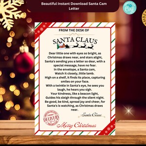 Santa Cam Letter, Printable Letter From Santa Claus Instant Access Easy ...