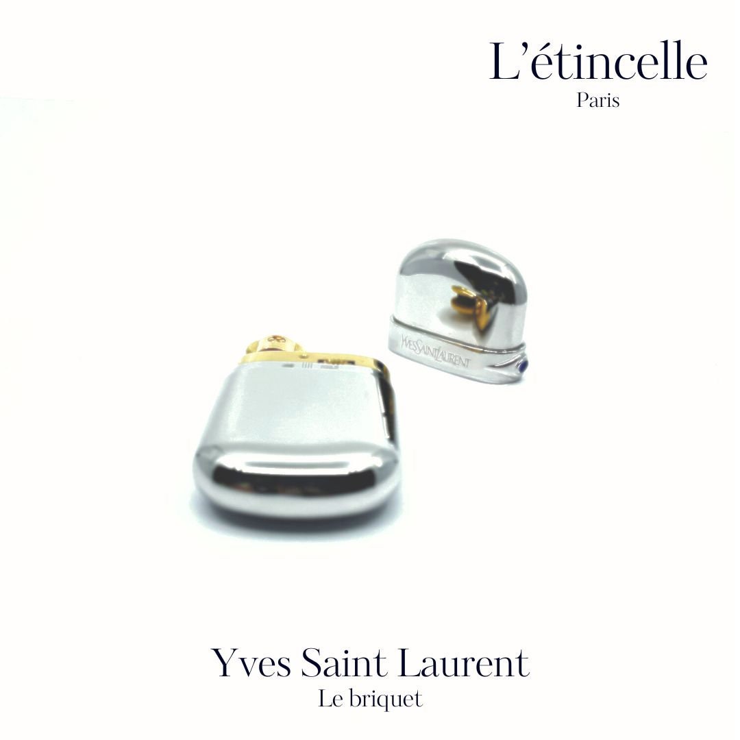 Vintage Yves Saint Laurent Silver and Gold Plated Lighter Decorated ...