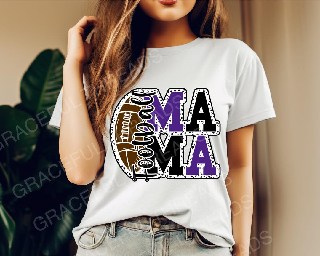 Football Mama Sublimation, Purple and Black Football Mama PNG SVG ...