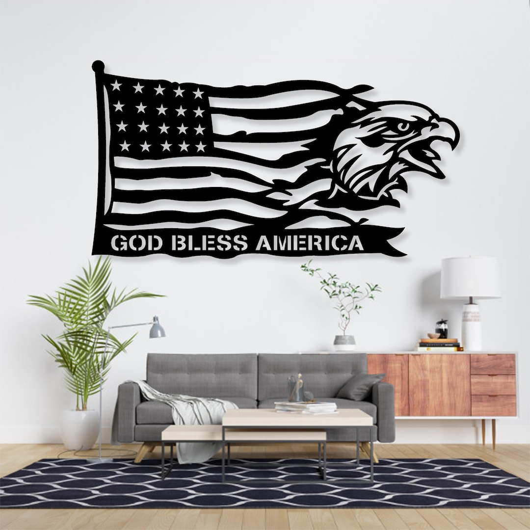 USA Flag Wall Poster, USA Flag Wooden Sign, Custom USA Flag Poster ...