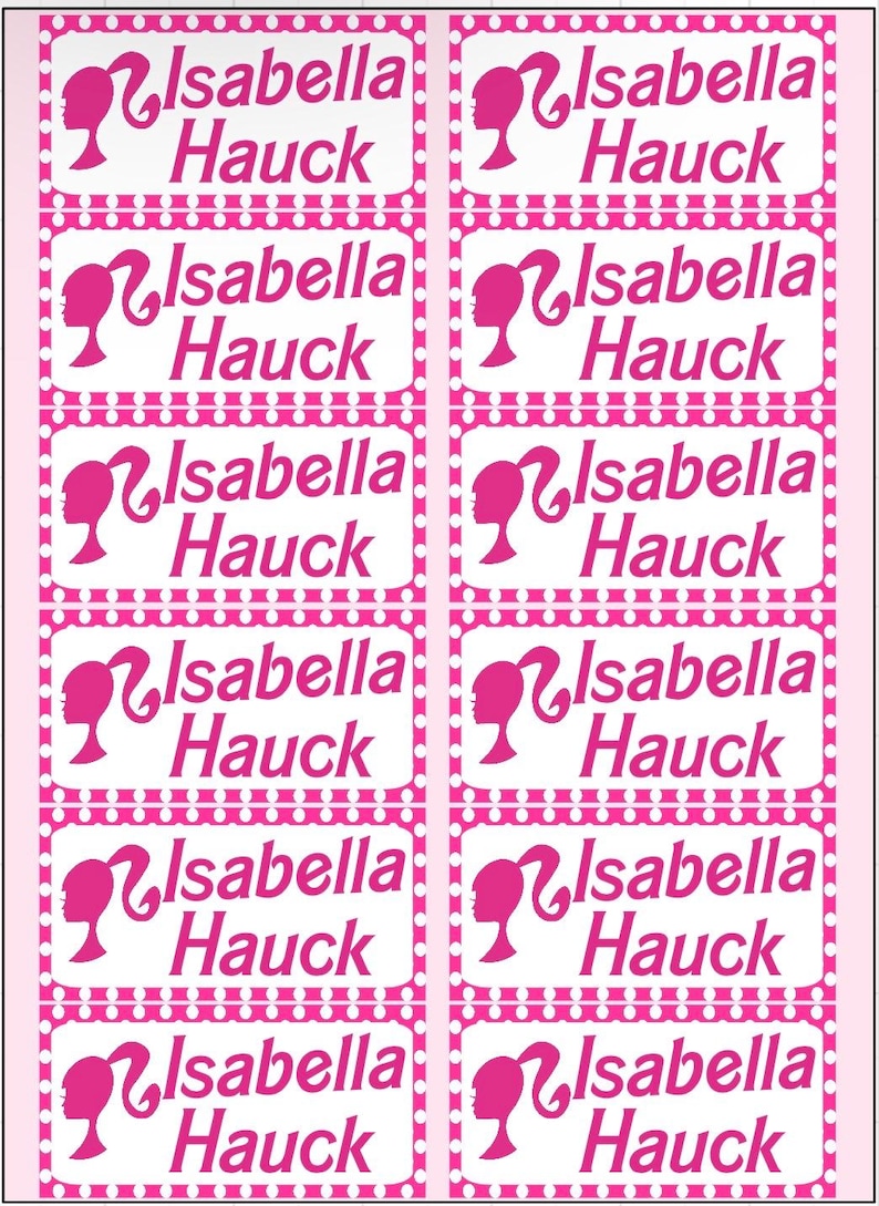 BARBIE Stickers for School Supplies, Different Sizes, Colors and ...