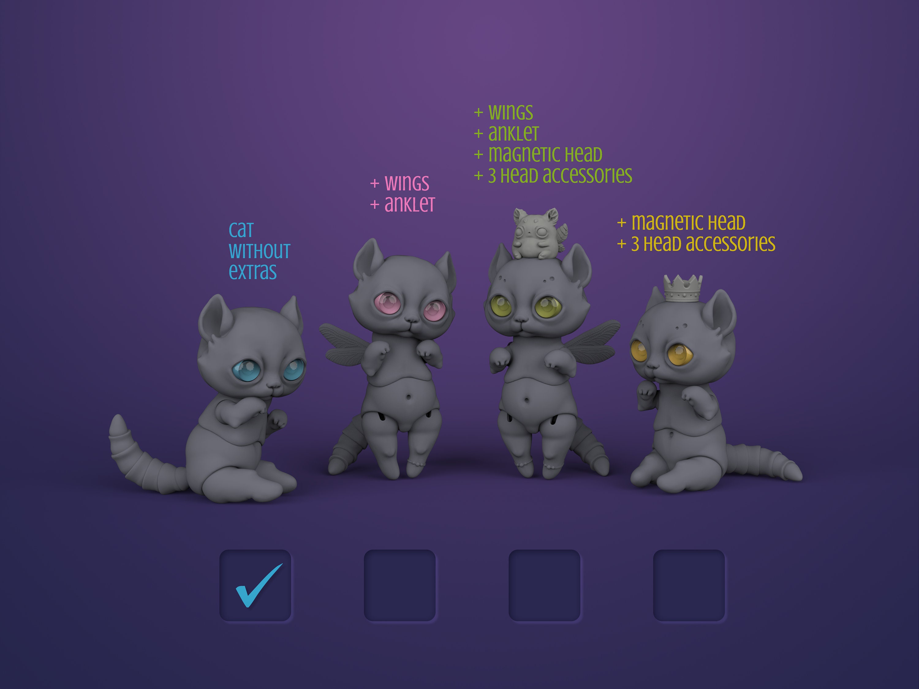 7 Cm Poseable Art Doll Digital Ball Jointed Cat for 3D Printing ...