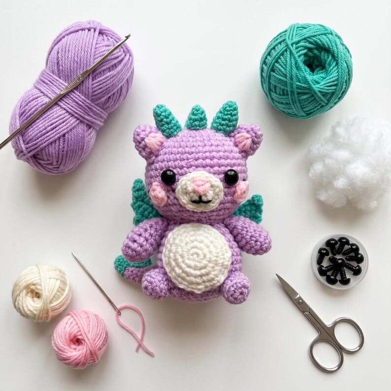 Amigurumi Cat Dragon Crochet Pattern PDF, Kawaii Dragon Kitty Plush ...