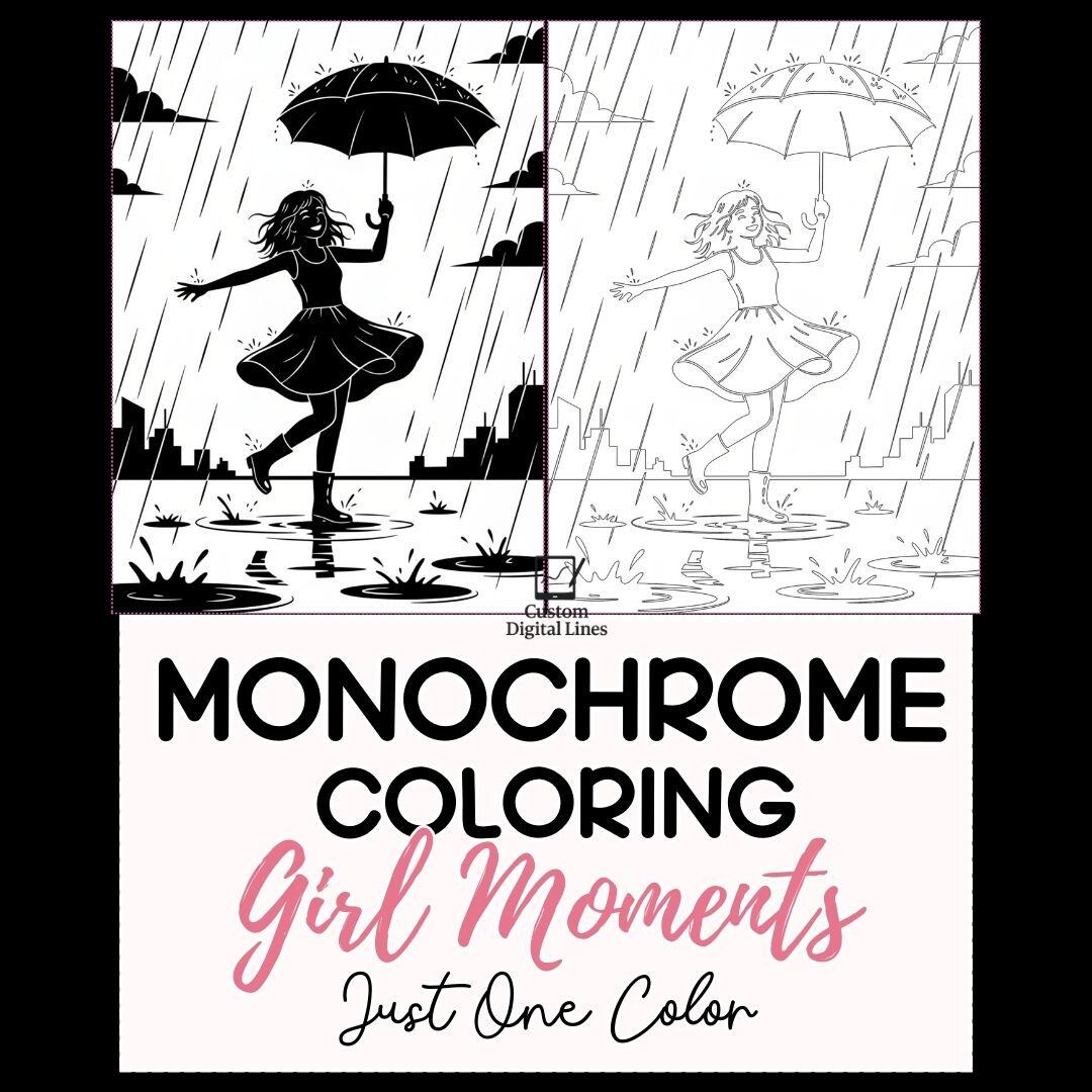 Monochrome Coloring Pages | Black & White Minimalist One Color Cozy ...