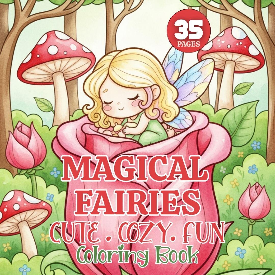 Magical Fairies – Cute • Cozy • Fun Coloring Book (35 Pages) Enchanted ...