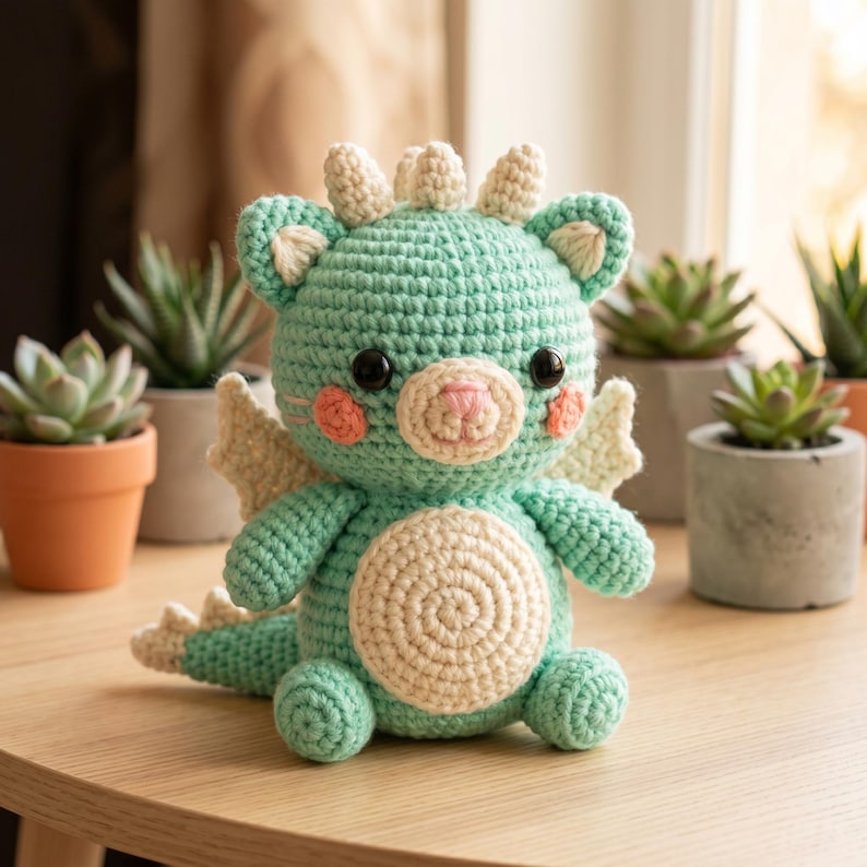 Amigurumi Cat Dragon Crochet Pattern PDF, Kawaii Dragon Kitty Plush ...