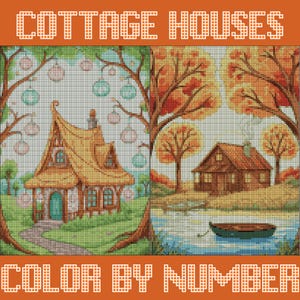 Cottage Houses Color by Number Mystery Mosaics – 30 Autumn Cottage ...