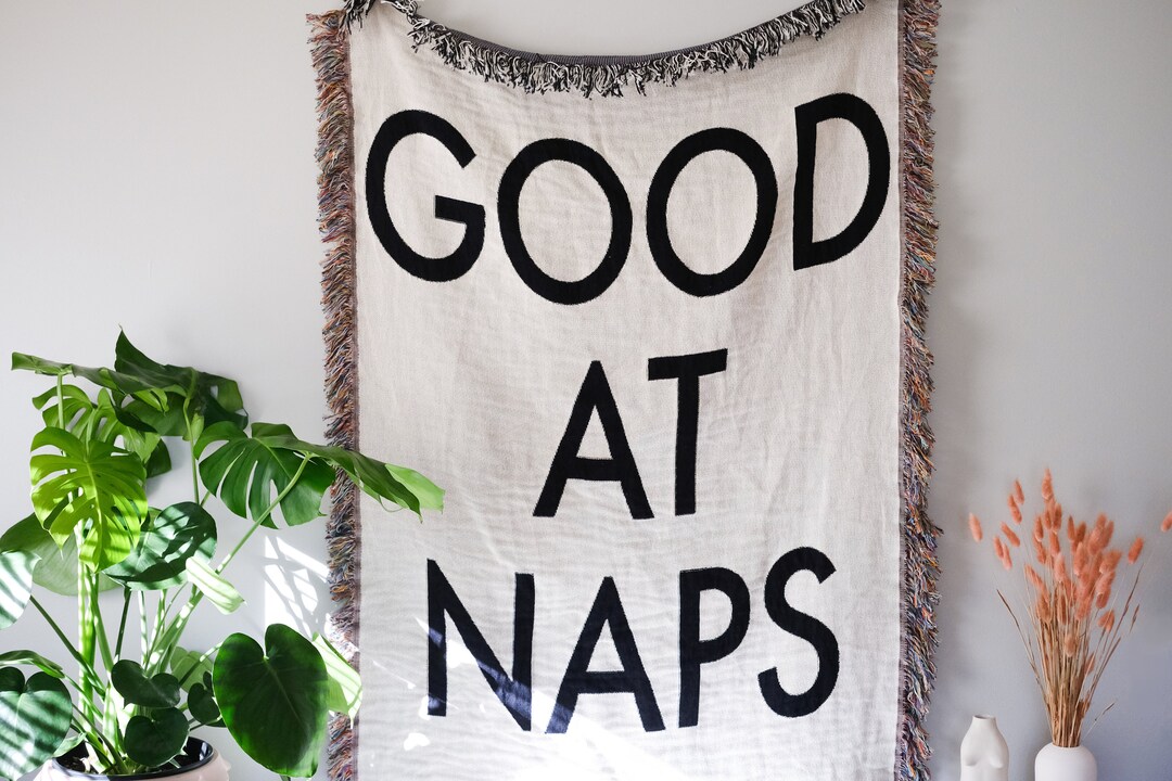 Good at Naps Woven Cotton Throw Blanket: Cozy Nap Lover Gift - Etsy