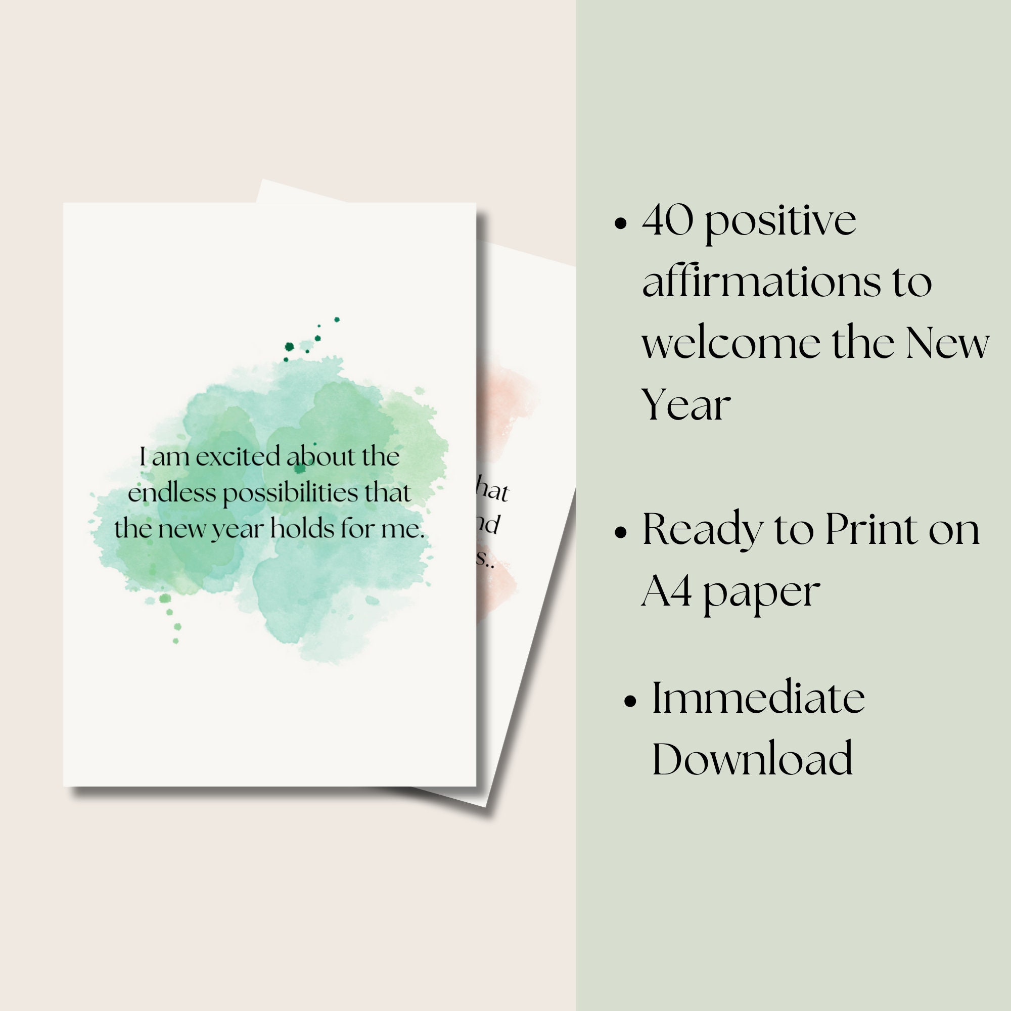 40 Printable New Year Affirmation Cards Watercolor - Etsy