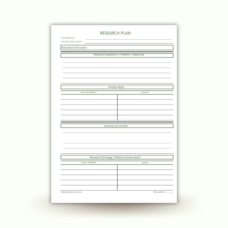 Research Plan Worksheet | Family History | 20 X Physical Worksheets ...