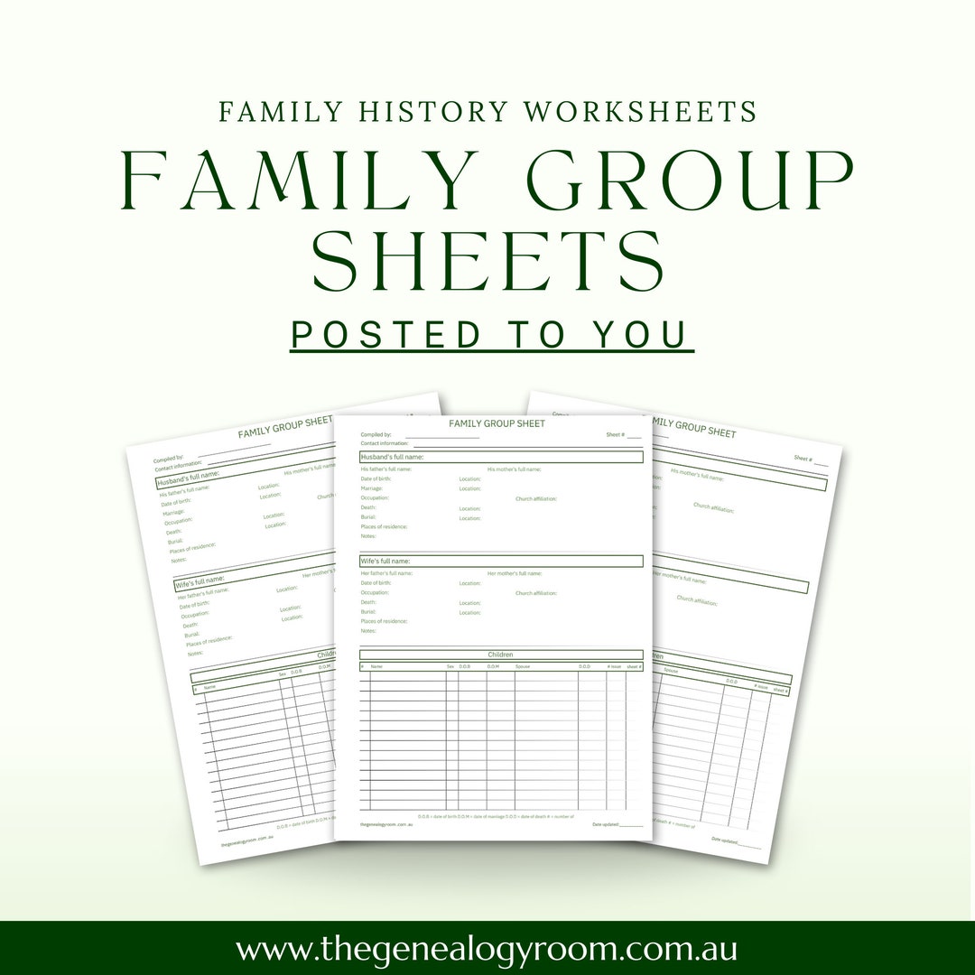 Family Group Worksheet | Family Record Worksheet | Family History | 20 ...