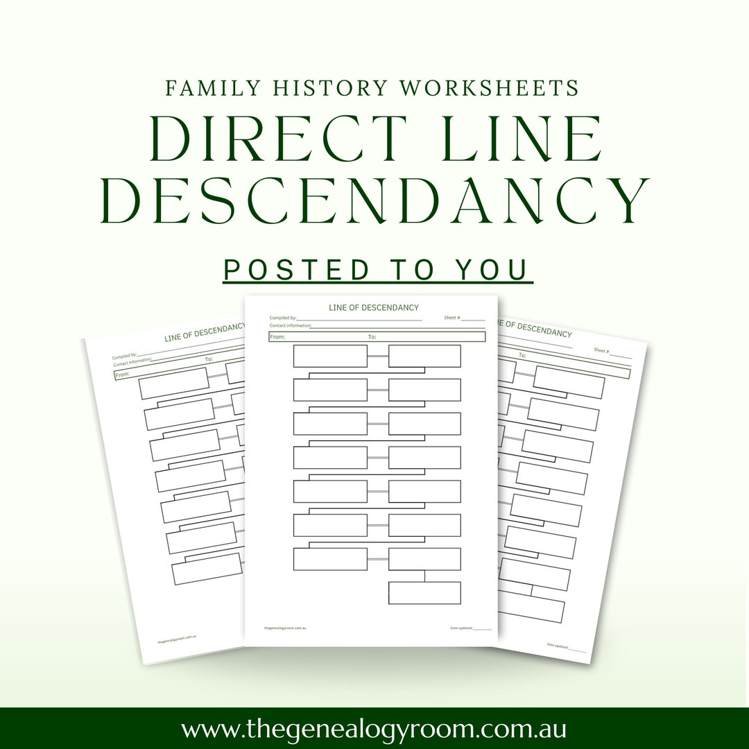 Direct Line Descendancy Worksheet | Ancestry Direct Line | Family ...