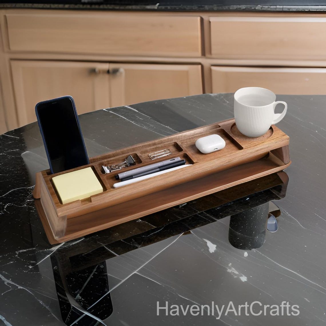 Multi-compartment Rustic Wooden Desk Organizer Desktop Organizer Desk ...