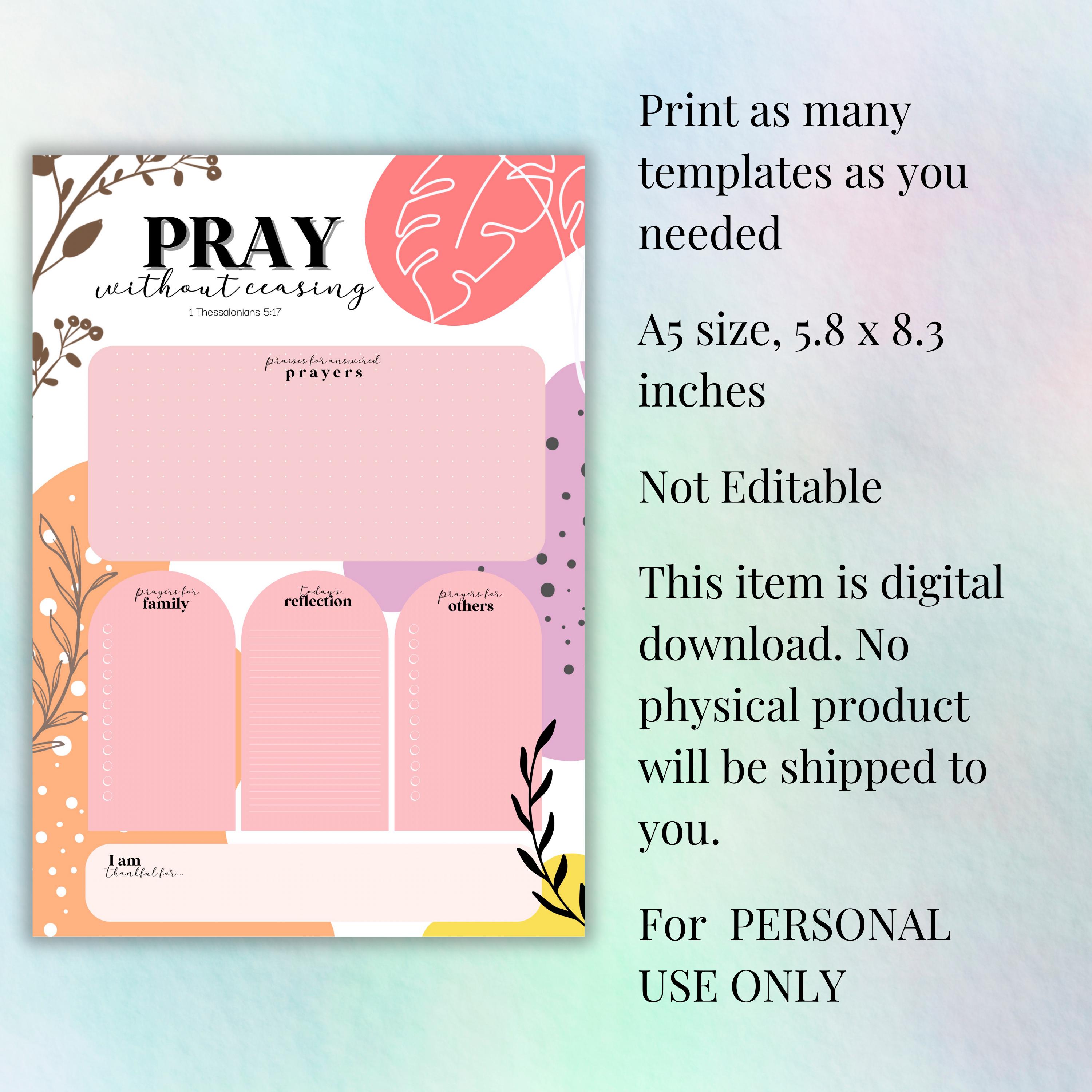 Prayer Journal Printable Template L Printable Planner L Printable ...