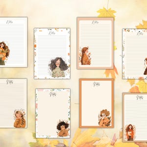 Autumn Printable Notepad L Autumn Girl Notepad Set L Notepad Bundle L ...