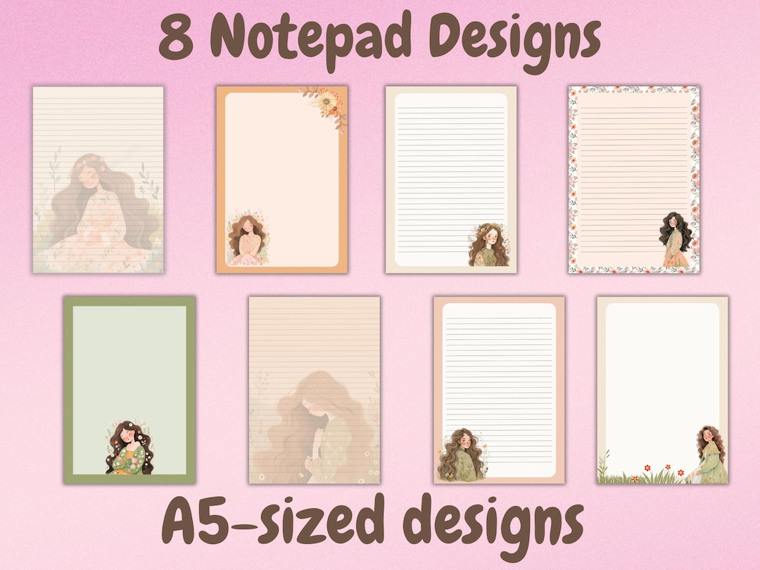 Printable Spring Notepad L Floral Notepad L Bundle Printable Stationery ...