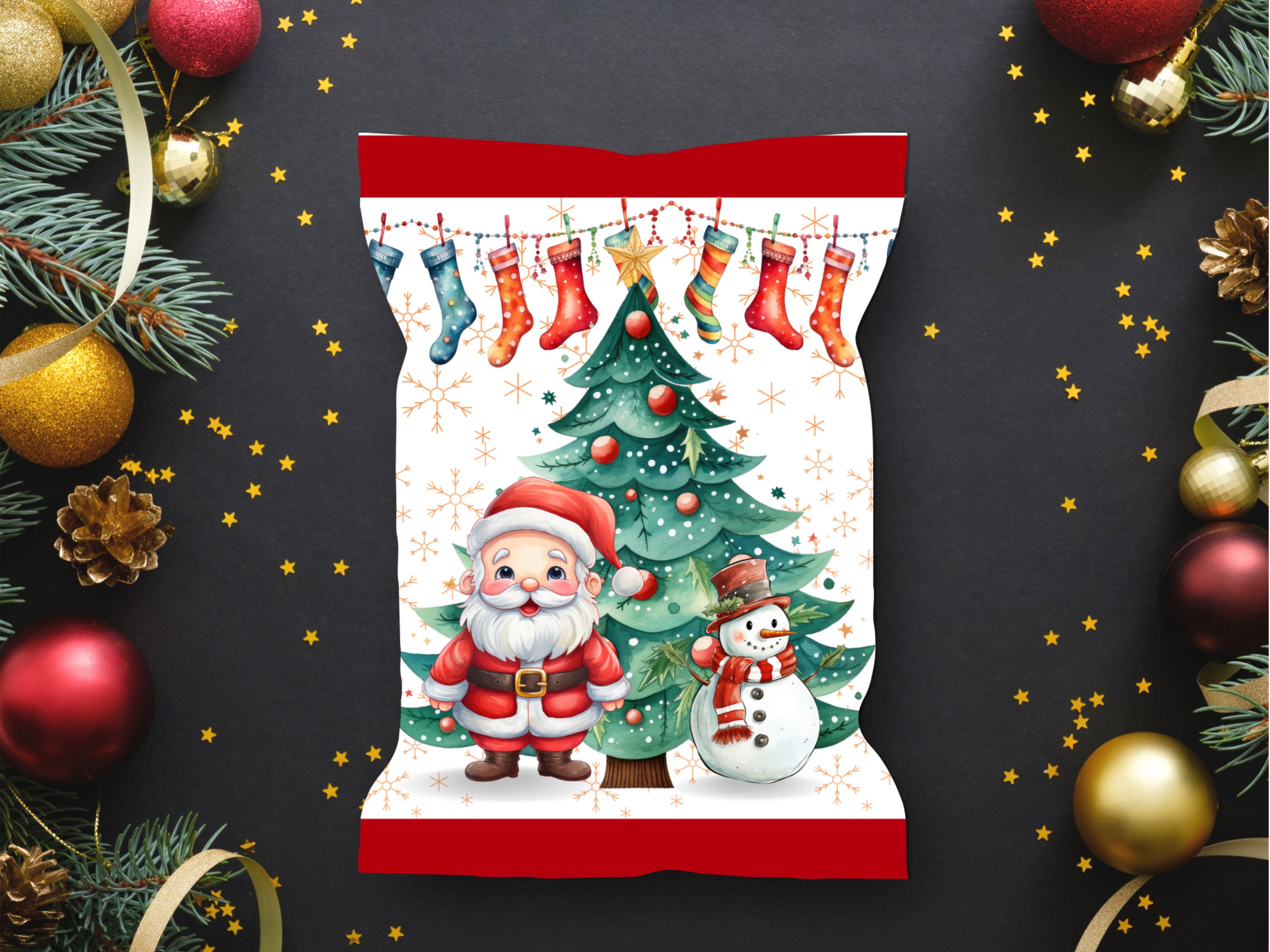Printable Christmas Chip Bags Printable PDF for Holiday - Etsy