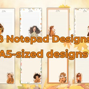 Autumn Printable Notepad L Autumn Girl Notepad Set L Notepad Bundle L ...