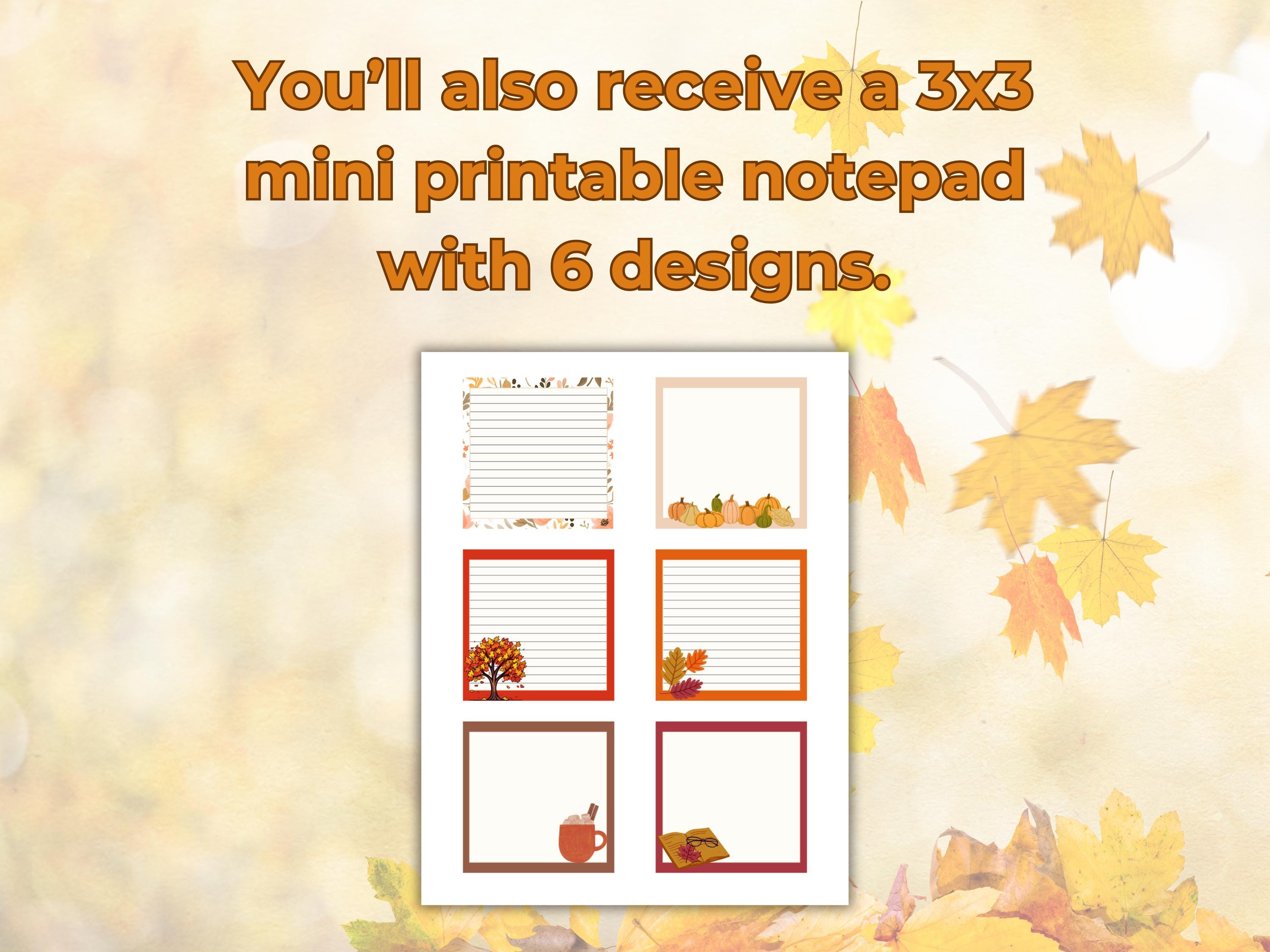 Autumn Printable Notepad L Autumn Girl Notepad Set L Notepad Bundle L ...