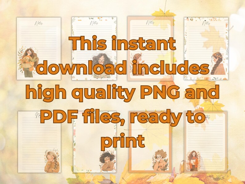 Autumn Printable Notepad L Autumn Girl Notepad Set L Notepad Bundle L ...