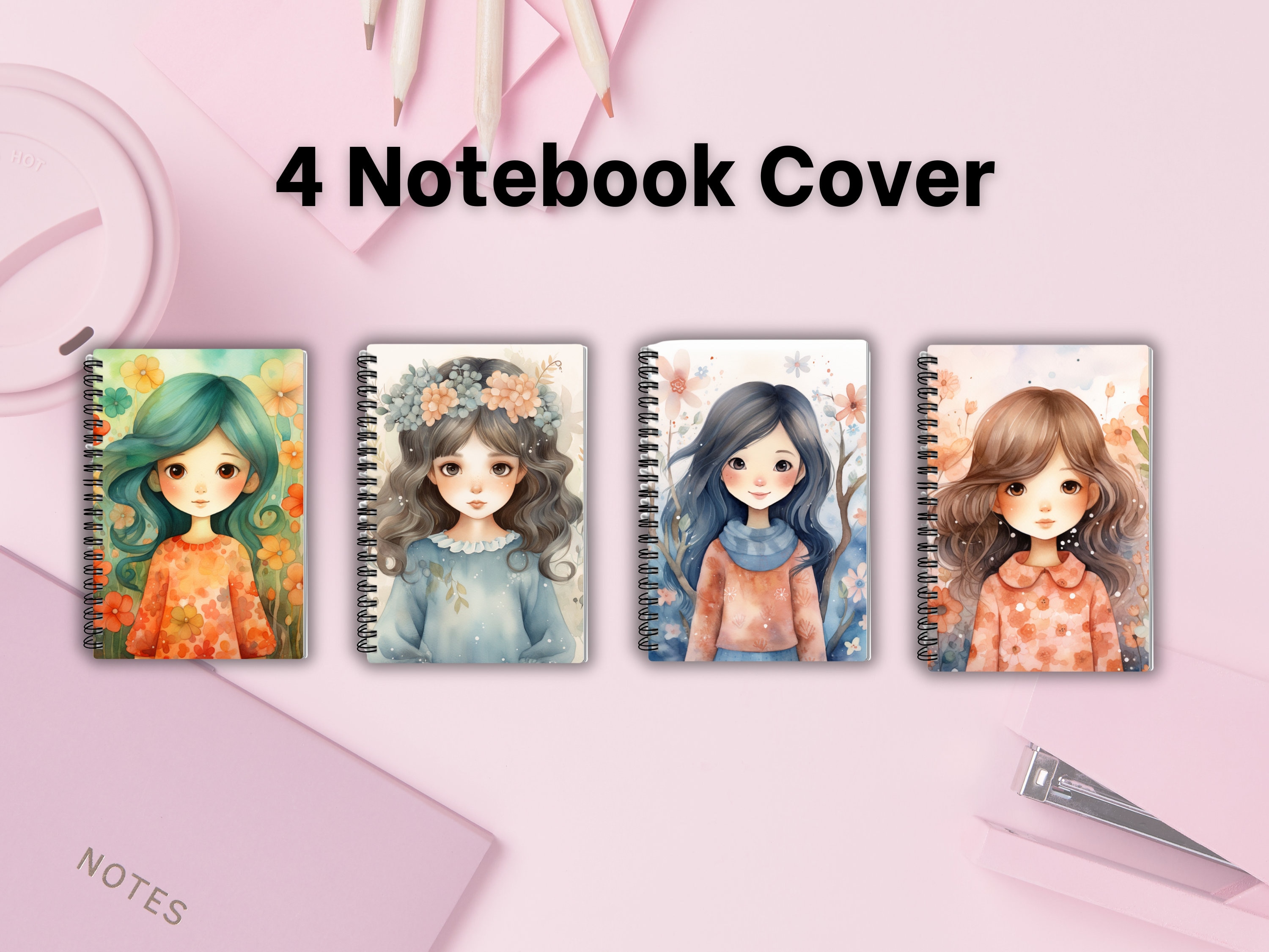 Girly Dreams Notebook Cover: Colorful Floral A5 Printable (digital ...