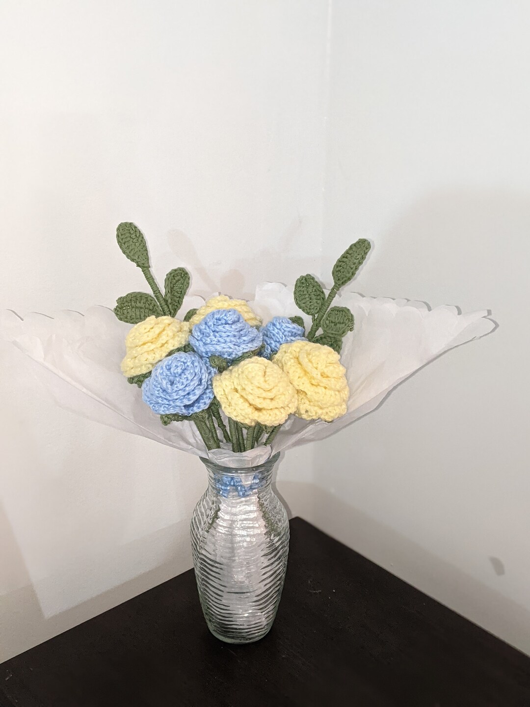 Blue & Yellow Crochet Roses - Etsy