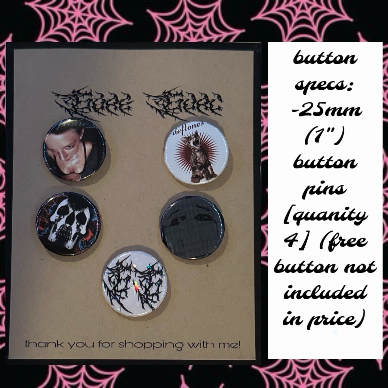 Deftones Button Pack Nu Metal Band Button Pin Merch 25mm 1 Inch Circle ...