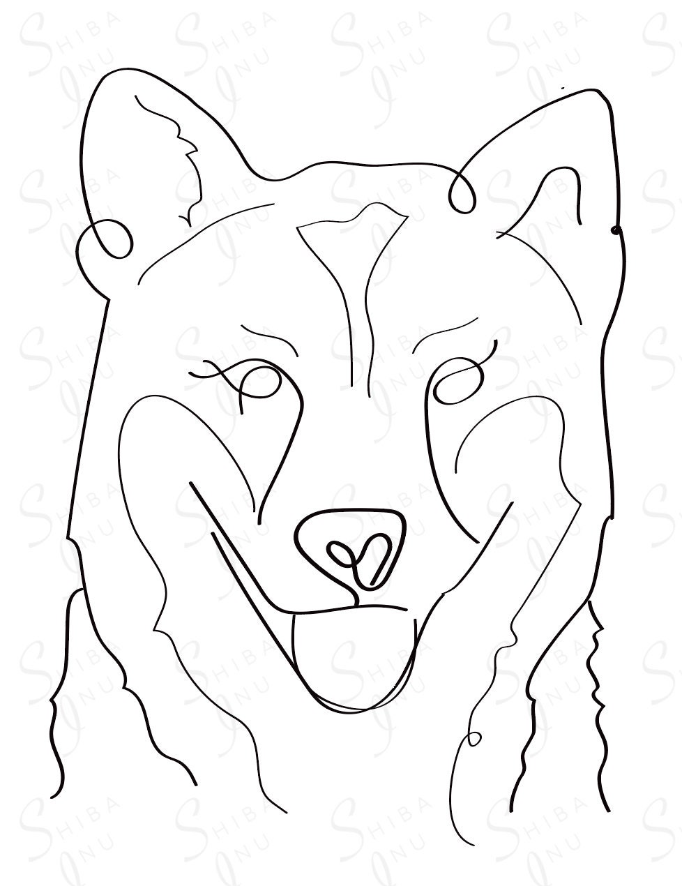 Shiba Inu Line Art, Dog Wall Art, Hand Drawn Shiba Inu, Shiba Inu Art ...