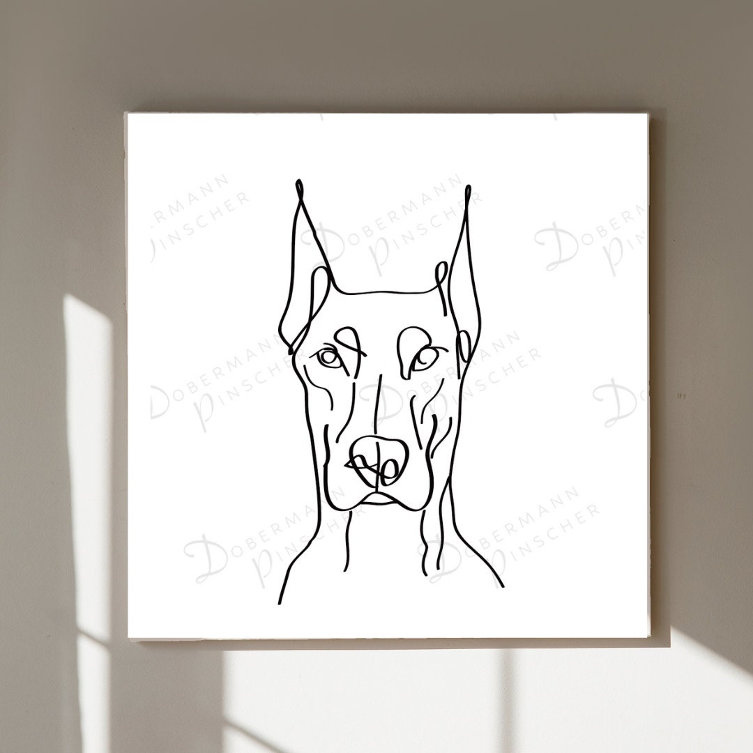 Doberman Pinscher Line Art, Dog Wall Art, Hand Drawn Doberman Pinscher ...