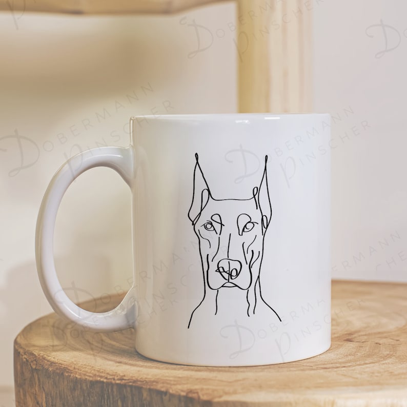 Doberman Pinscher Line Art, Dog Wall Art, Hand Drawn Doberman Pinscher ...