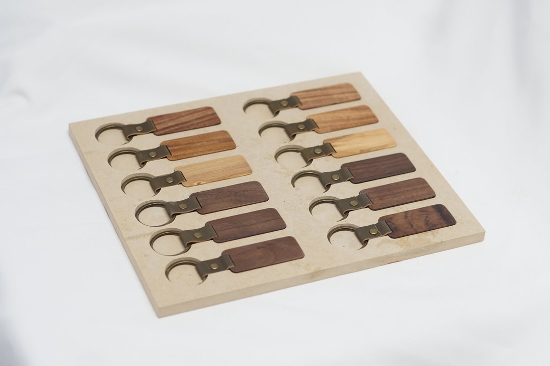 Keychain Laser Engraving Jig, Wood Keychain SVG File, Keychain Template ...