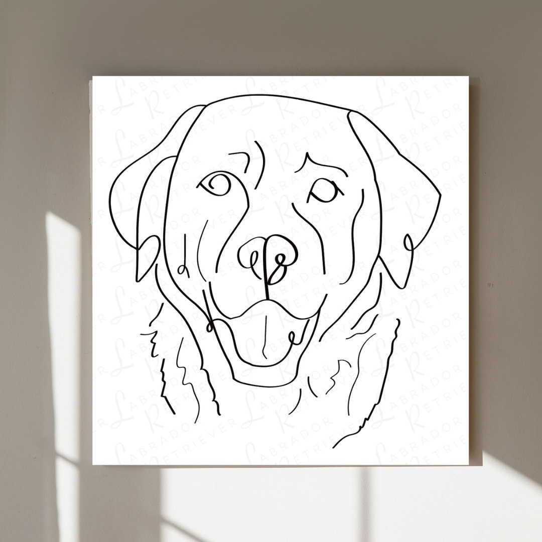 Labrador Retriever Line Art, Dog Wall Art, Hand Drawn Labrador ...