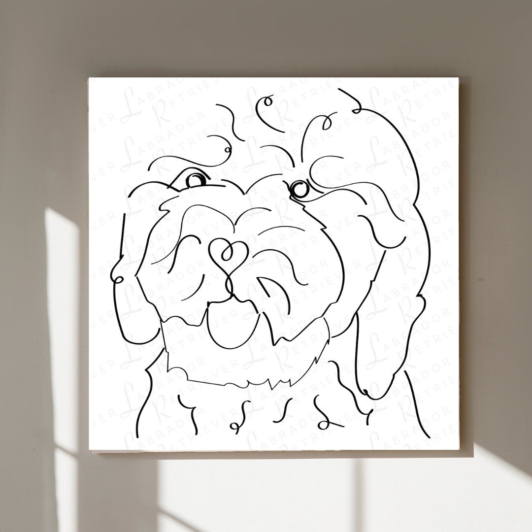 Labradoodle Line Art, Dog Wall Art, Hand Drawn Labradoodle, Labradoodle ...