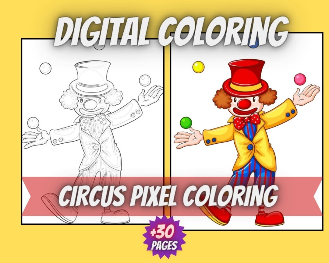 Circus Coloring Page/carnival Party Coloring/art Clown/digital - Etsy