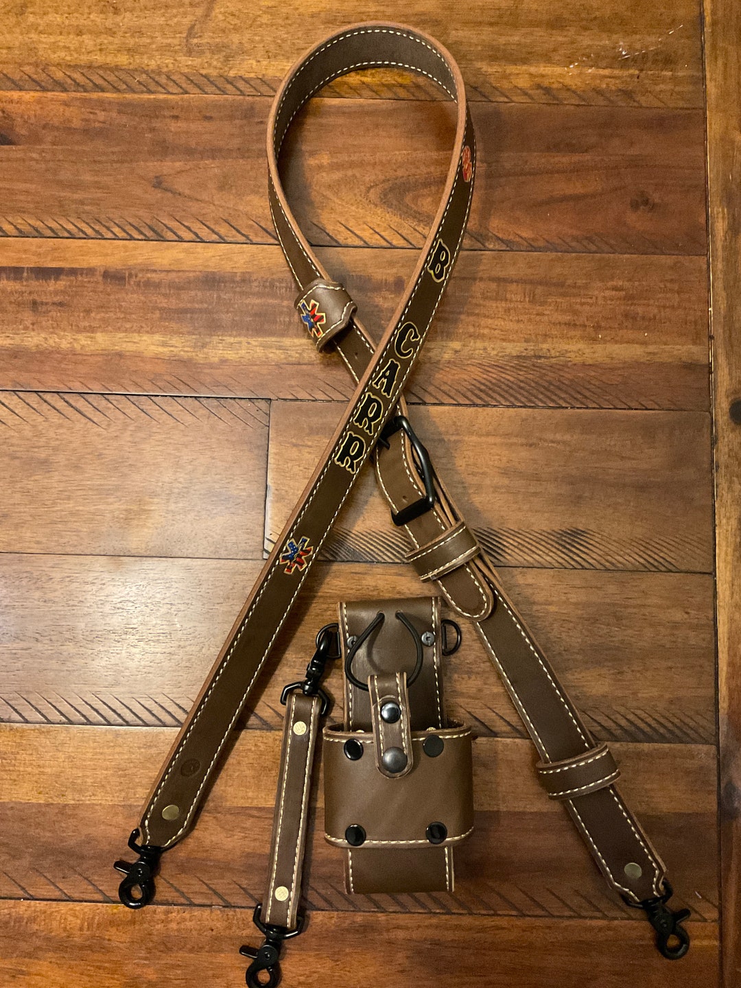 Firefighter / EMS Leather Radio Strap With Holster Spec Ops - Etsy