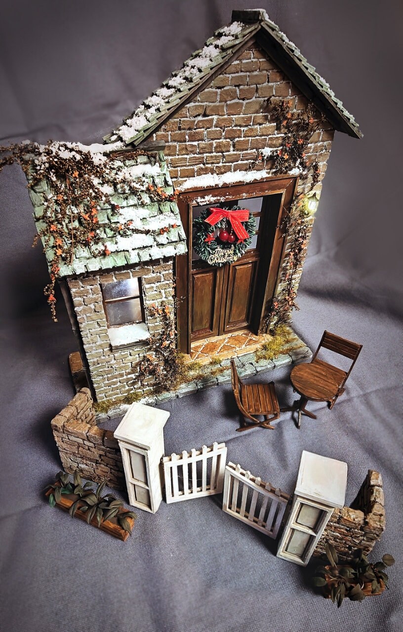 Enchanted Winter Cottage Miniature - Handcrafted 1:12 Scale Dollhouse ...