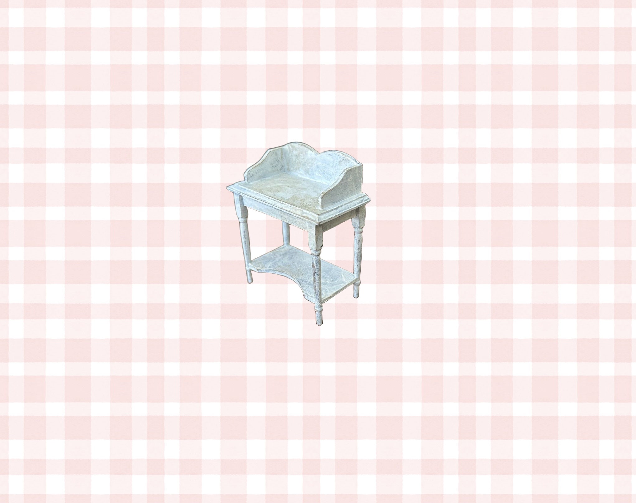 Distressed White Dollhouse Side Table 1:12 Shabby Chic Miniature End ...