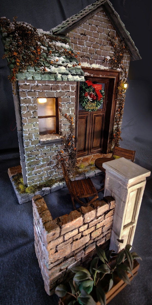 Enchanted Winter Cottage Miniature - Handcrafted 1:12 Scale Dollhouse ...