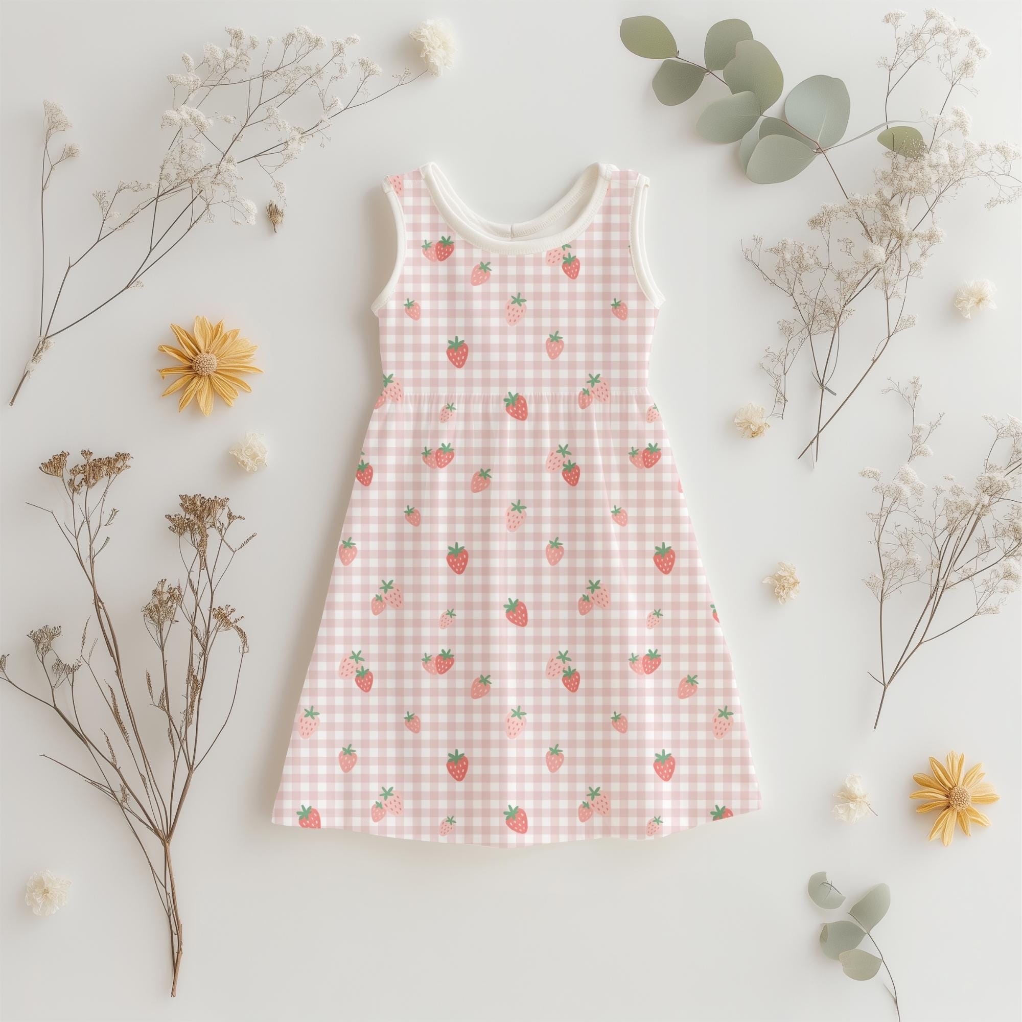 Strawberry Gingham Seamless Pattern: Kawaii Retro (JPG Digital Download ...