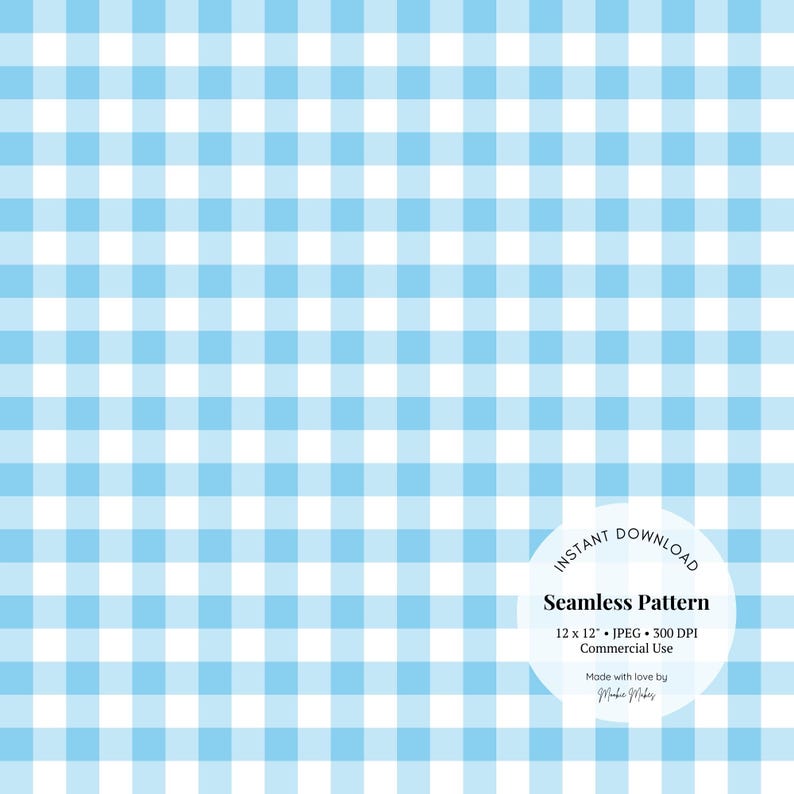 Baby Blue Gingham Pattern: Seamless Plaid Digital Paper (JPG File) - Etsy